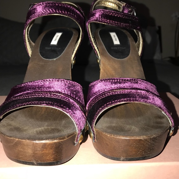 Miu Miu | Shoes | Miu Miu Velvet Platform Sandals | Poshmark